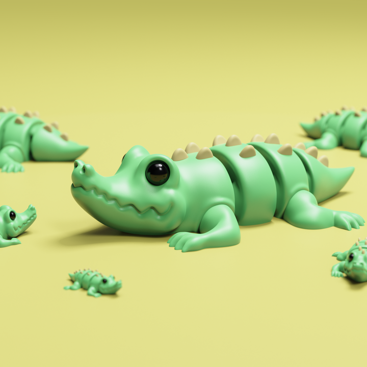 3D Printable Crocodile Crocsi / Alligator Articulated / Print-in-Place Croc / Cute Reptile ...